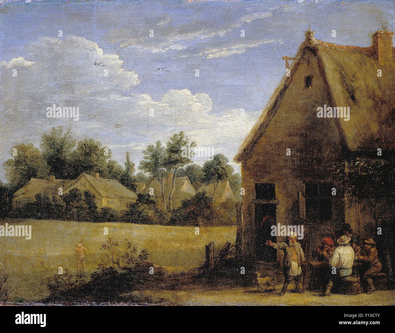 David Teniers the Younger - Cottage with Peasants playing Cards Stock ...
