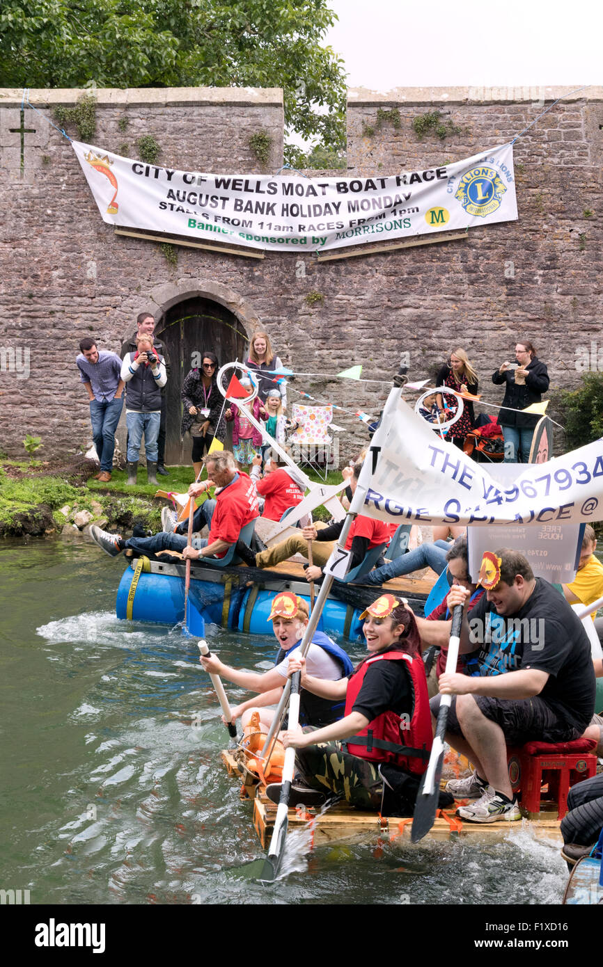 Wells Moat Boat race in the Bishops Palace Moat, August Bank Holiday ...