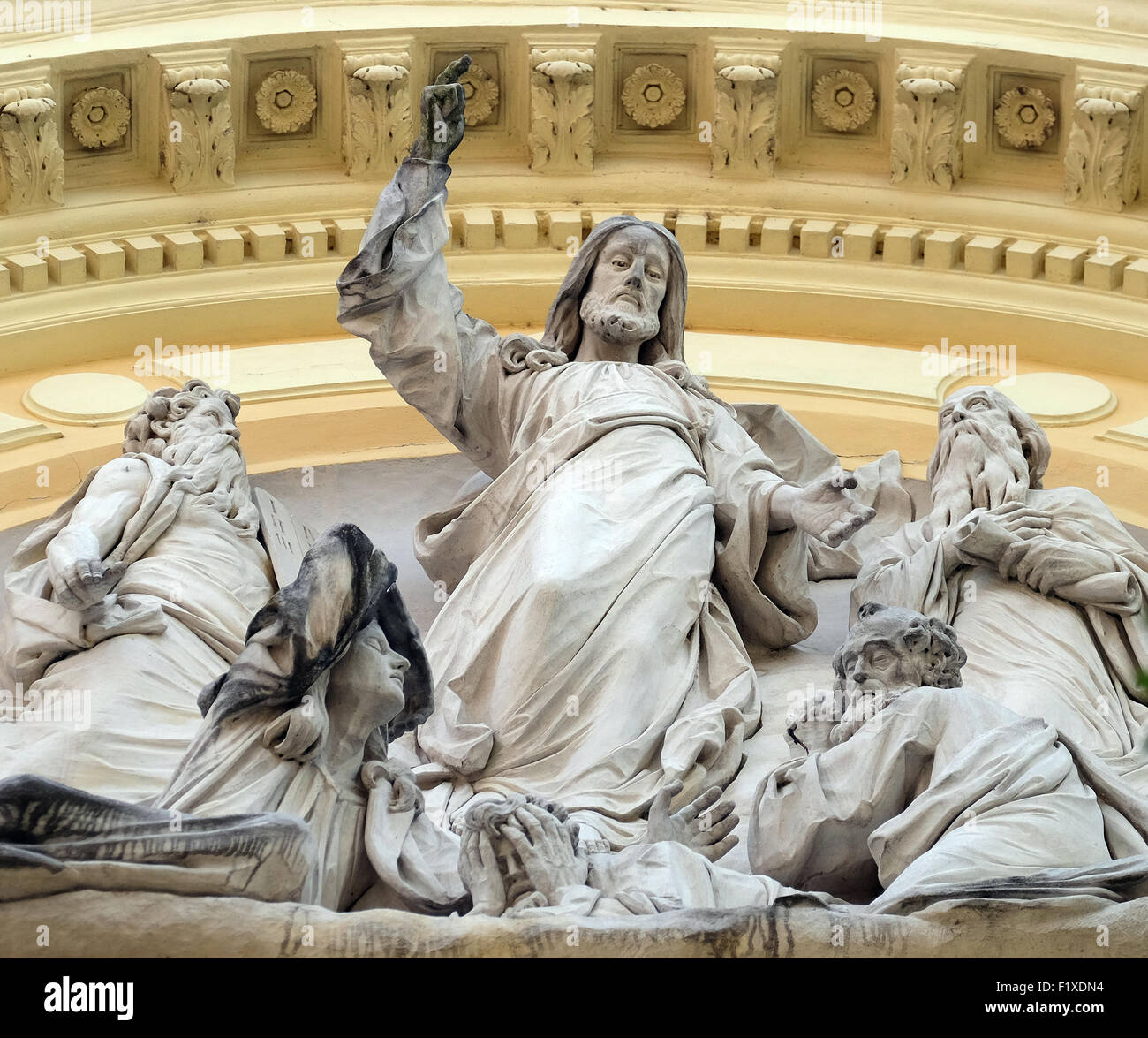 Jesus Christ on the portal of Saint James church in Ljubljana, Slovenia ...