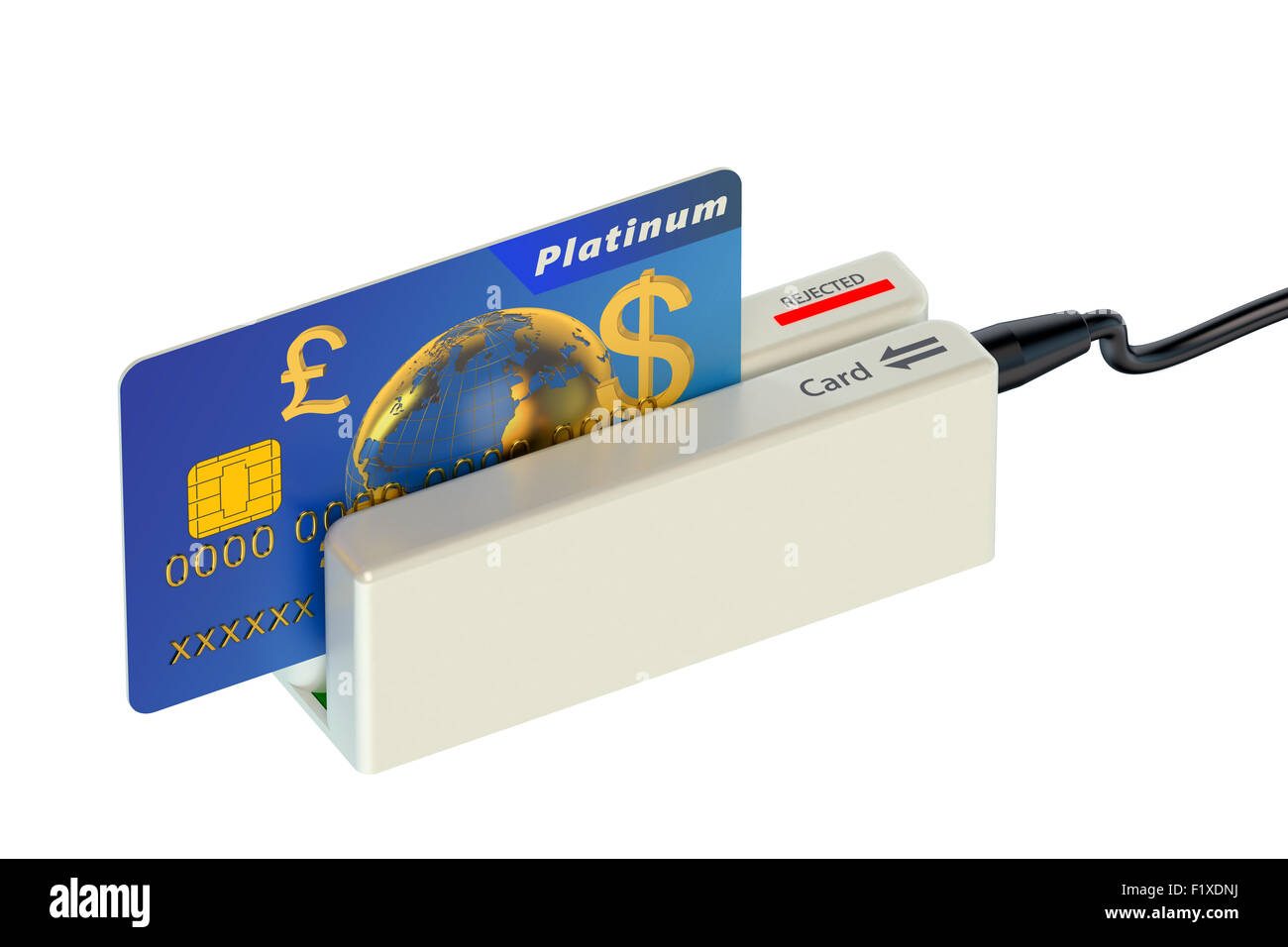 Card reader and credit card isolated on white background Stock Photo ...