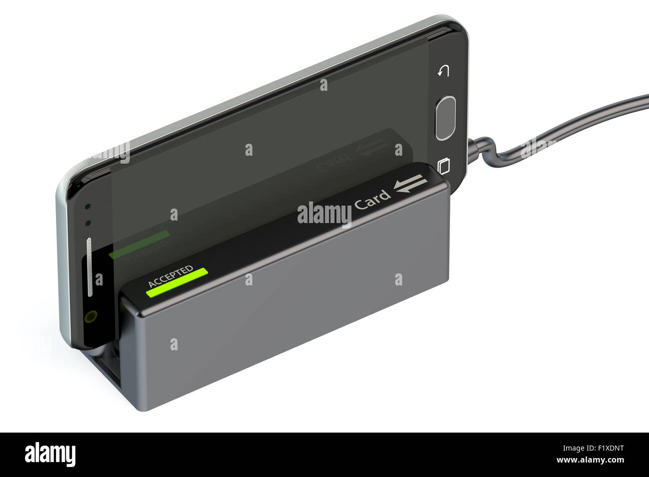 Card reader with mobile phone isolated on white background Stock Photo ...