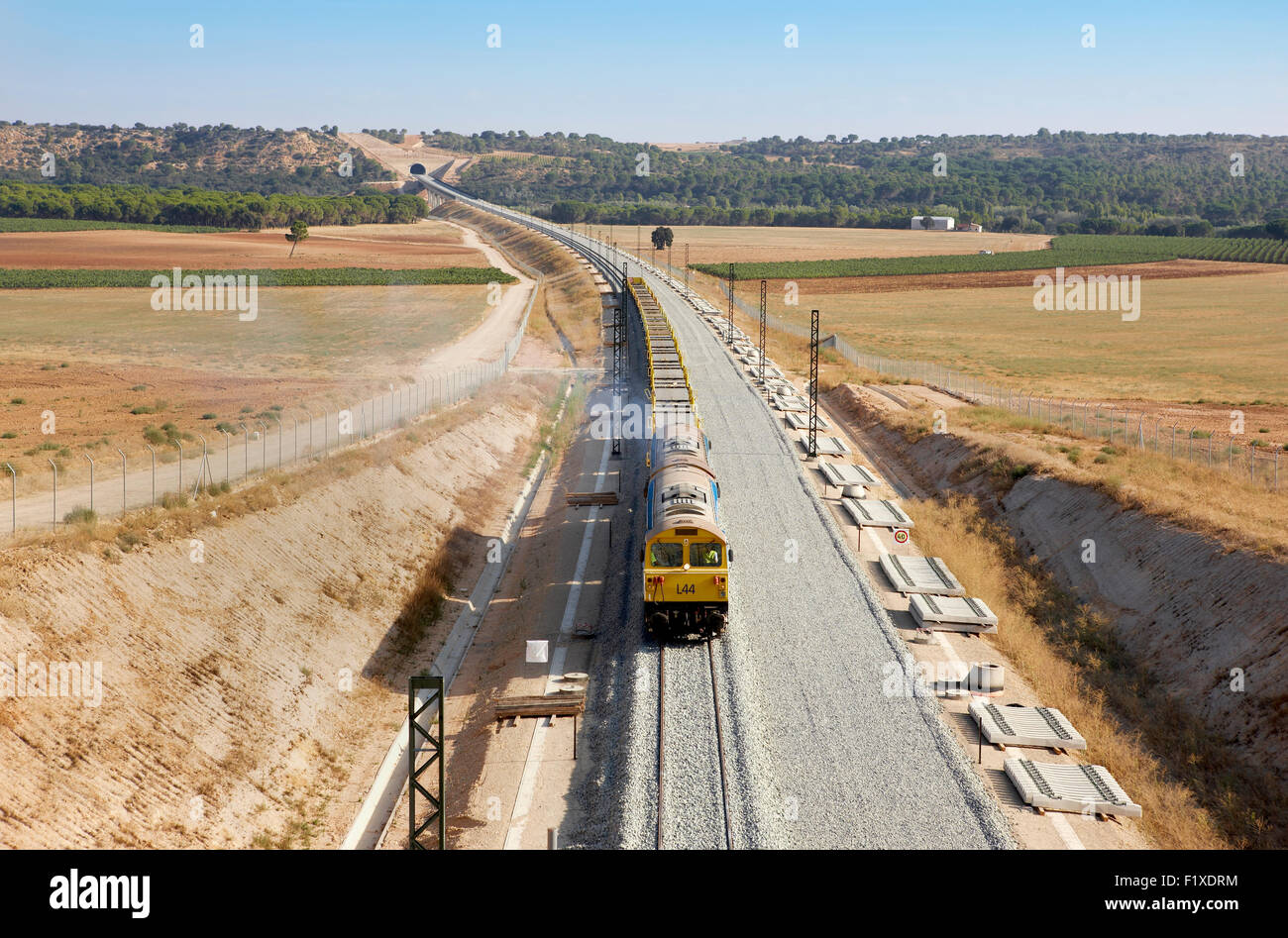 Railway under construction on a countryside horizontal Stock Photo - Alamy