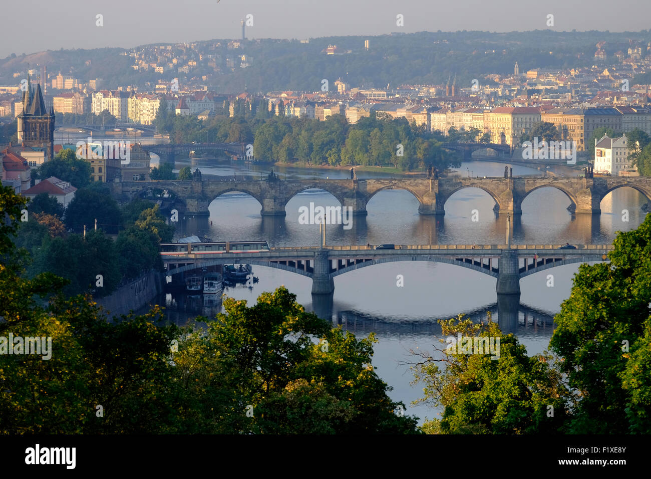 Bridges over the Vltava river in Prague, Czech Republic, Europe Stock ...