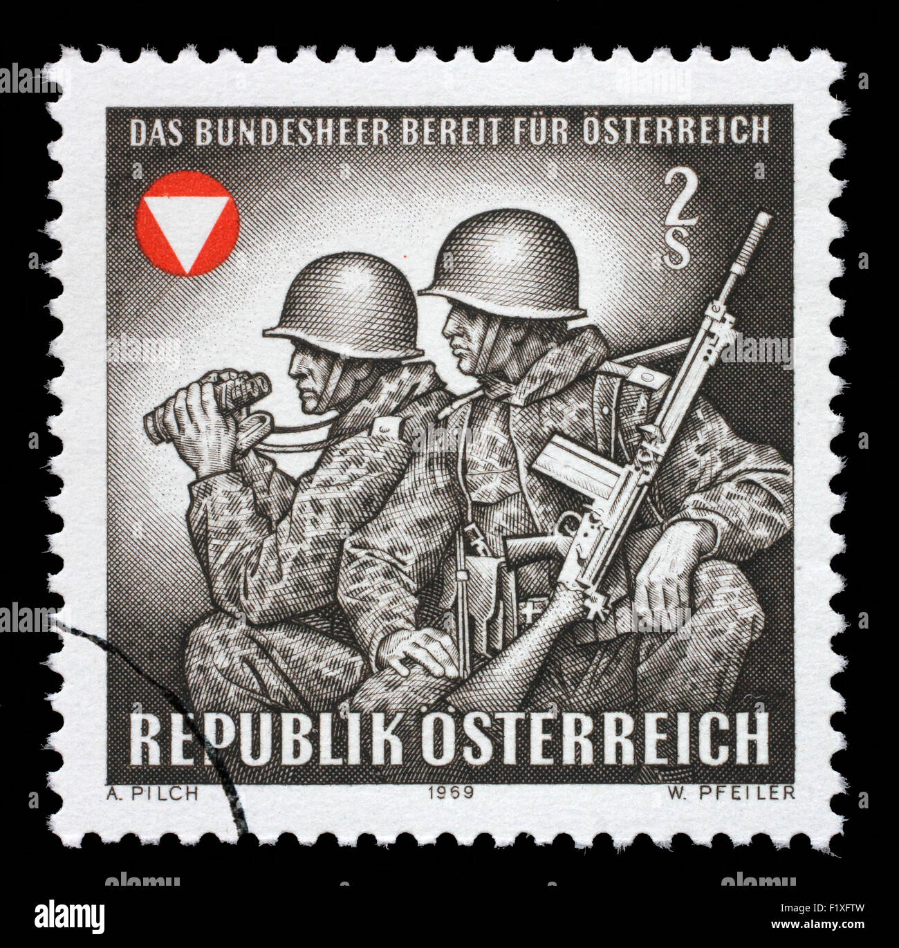 Stamp printed by Austria, shows Frontier guards, circa 1969 Stock Photo ...