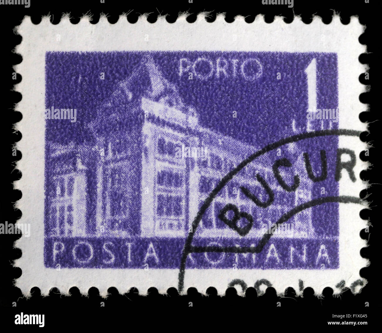 Stamp printed in Romania shows a General Post Office of Romania, circa ...