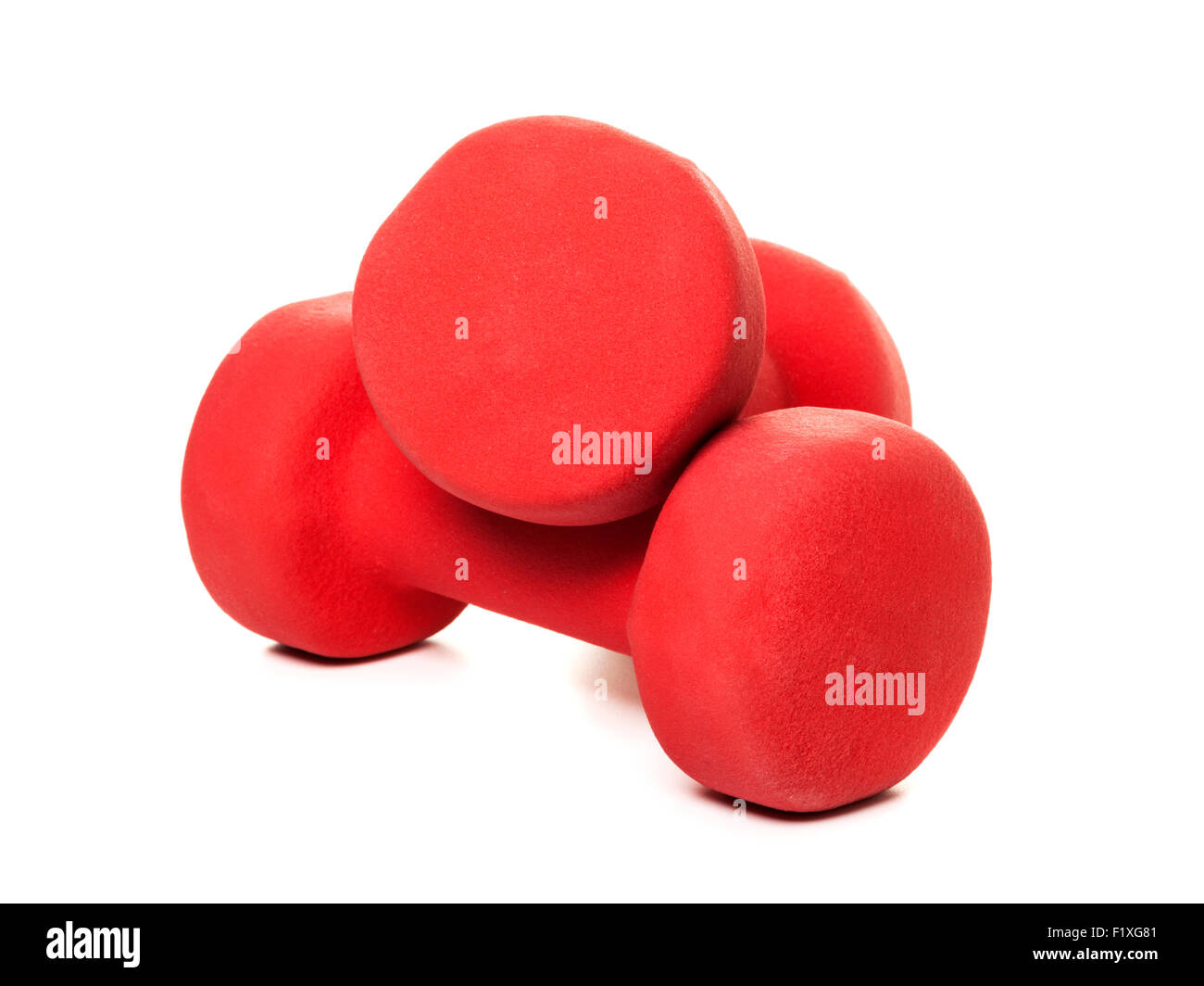 Red dumbbells isolated on white background Stock Photo - Alamy