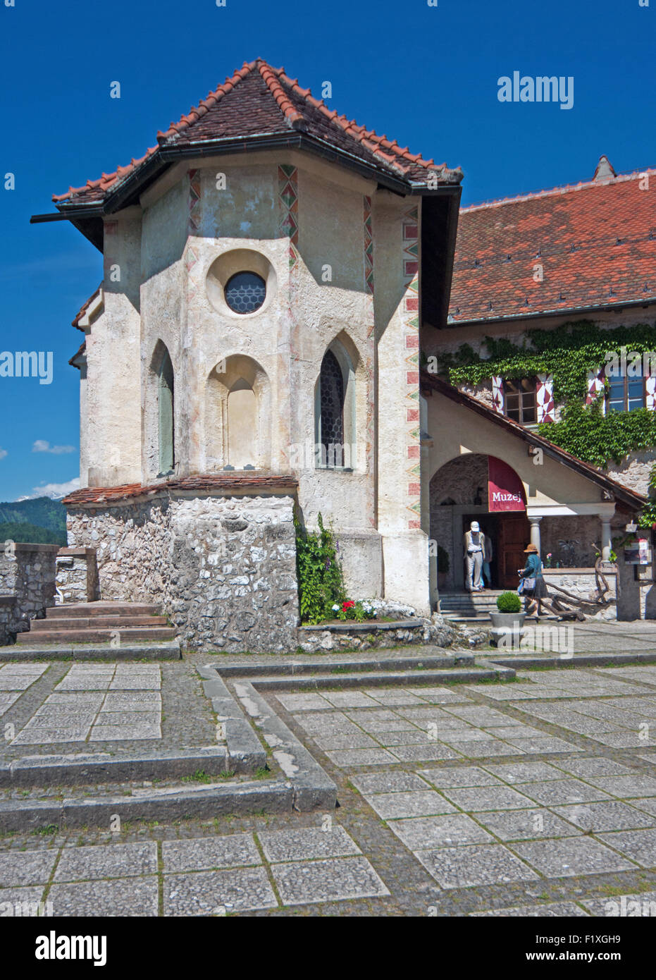 Bled Castle Court Yard Building Museum, Gorenjska, Julian Alps ...