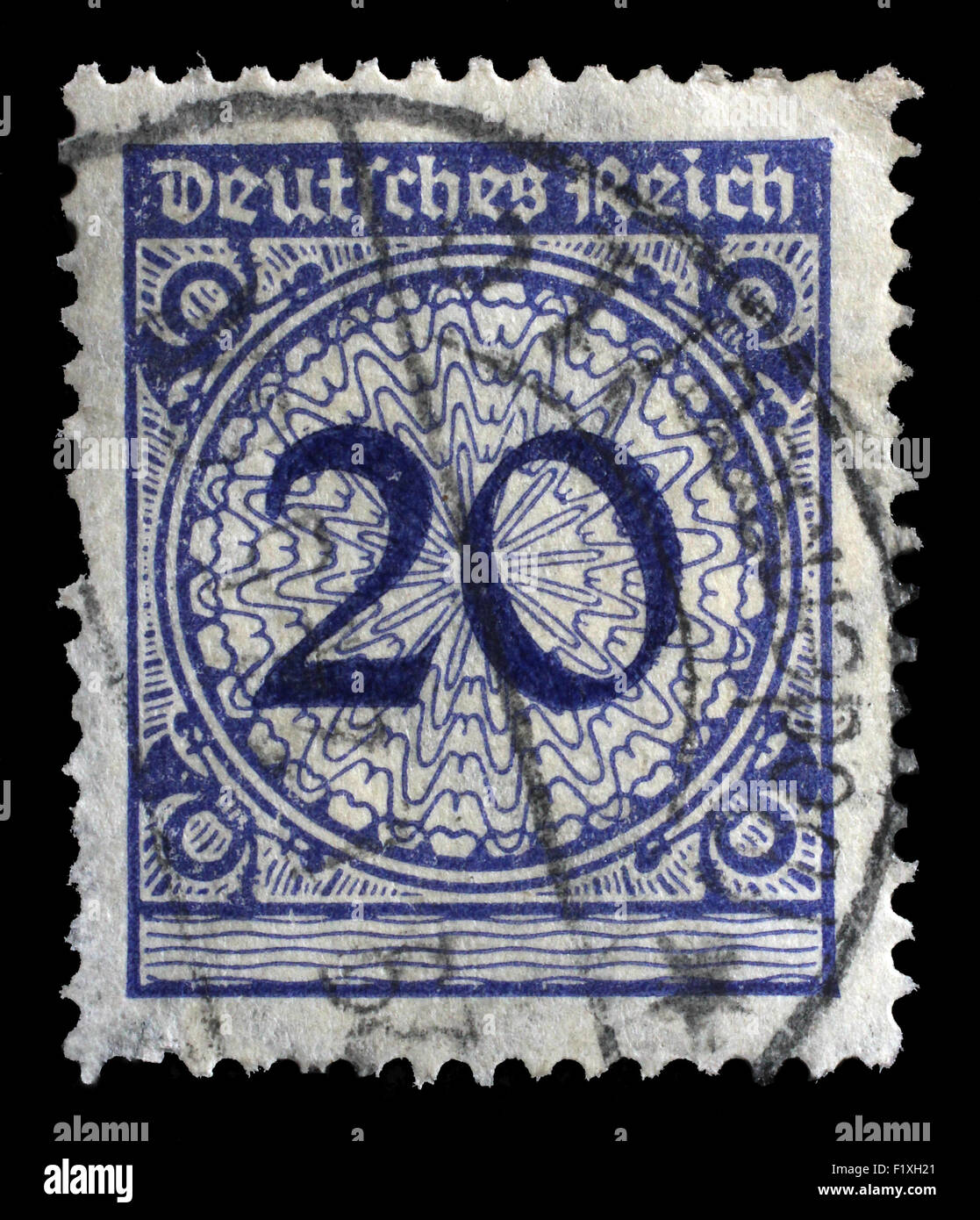 Stamp printed in Germany shows 20 marks, circa 1924 Stock Photo - Alamy