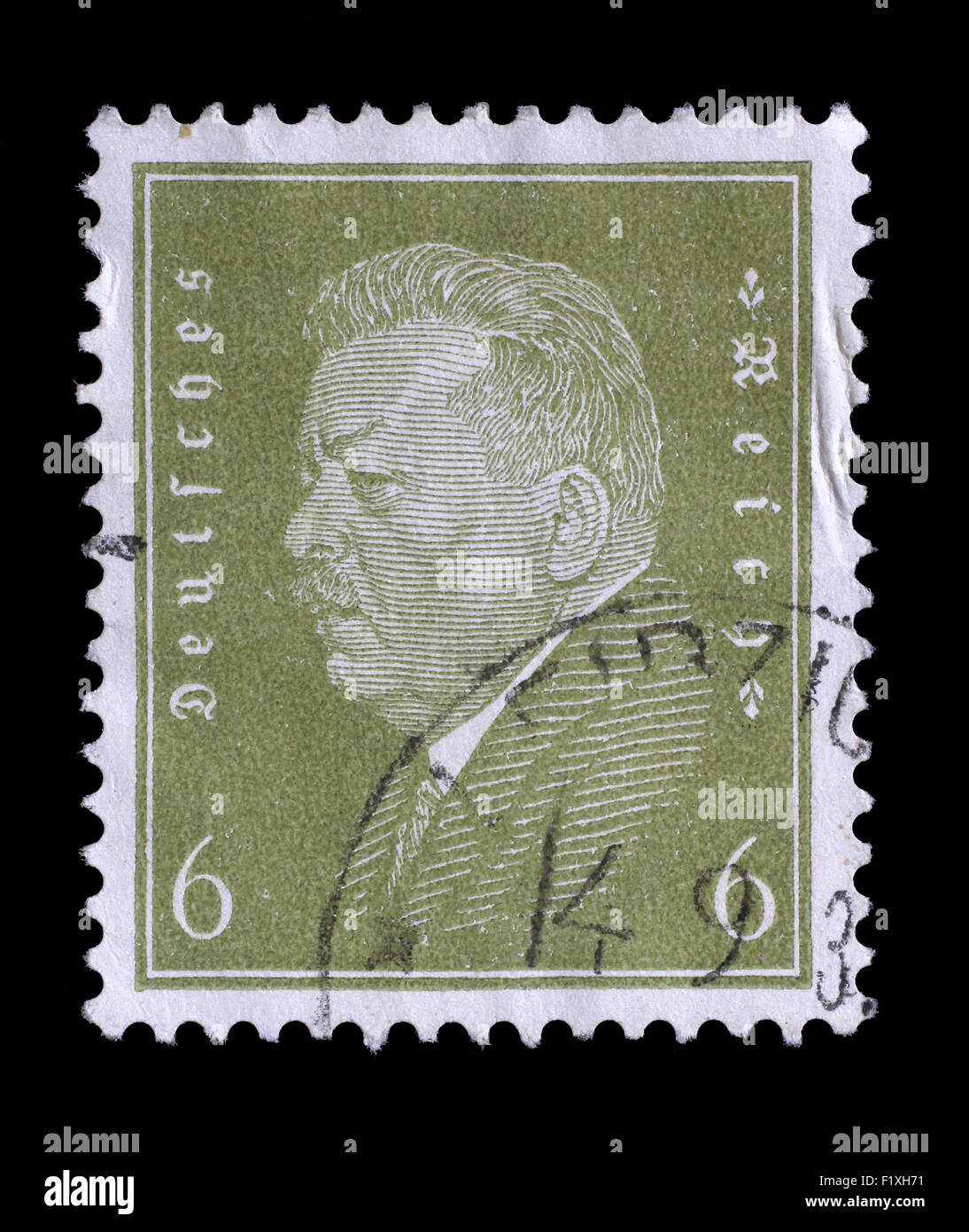 Stamp printed in the German Reich shows Friedrich Ebert (1871-1925 ...