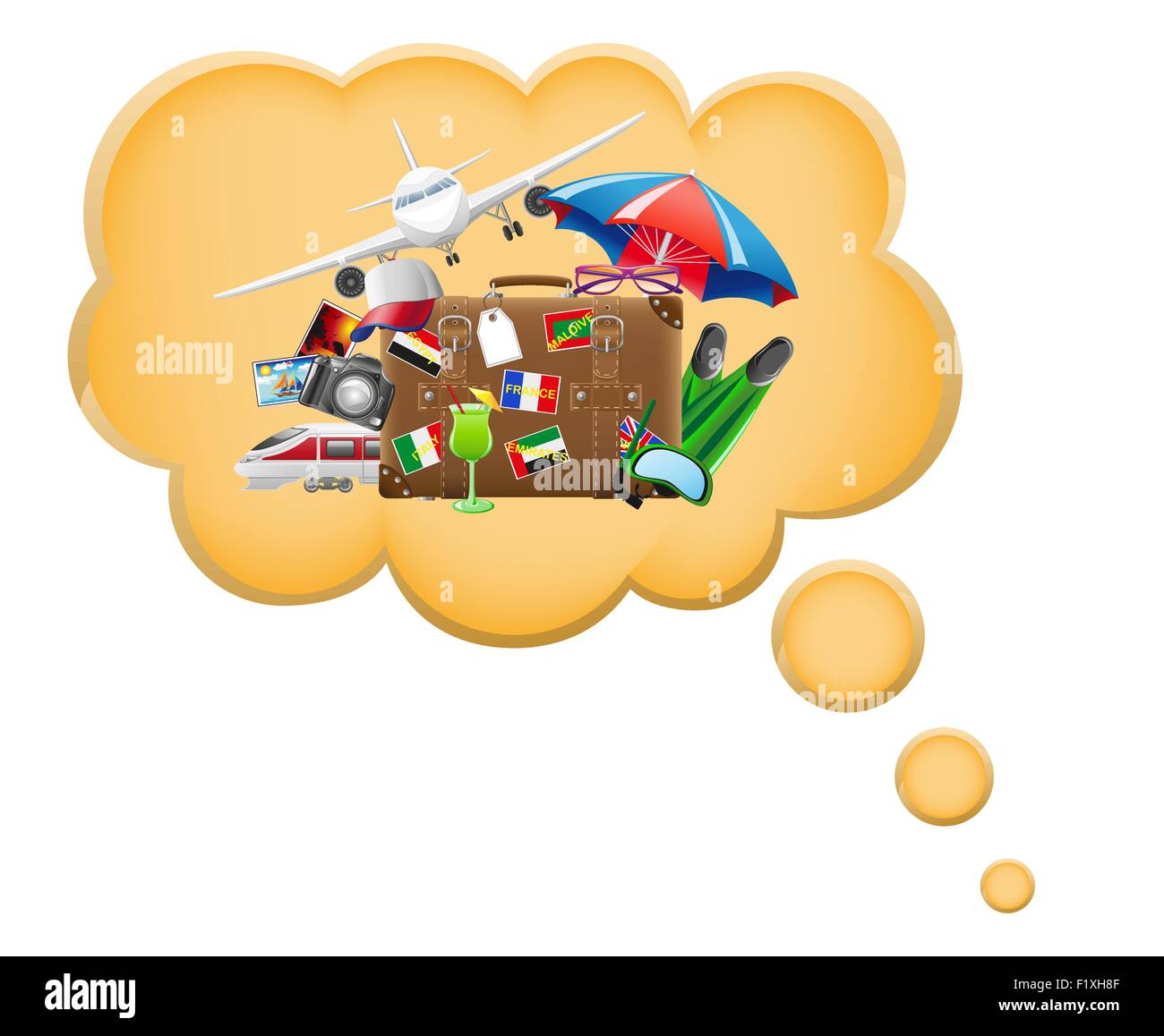 concept of dream a vacation and rest in cloud vector illustration ...