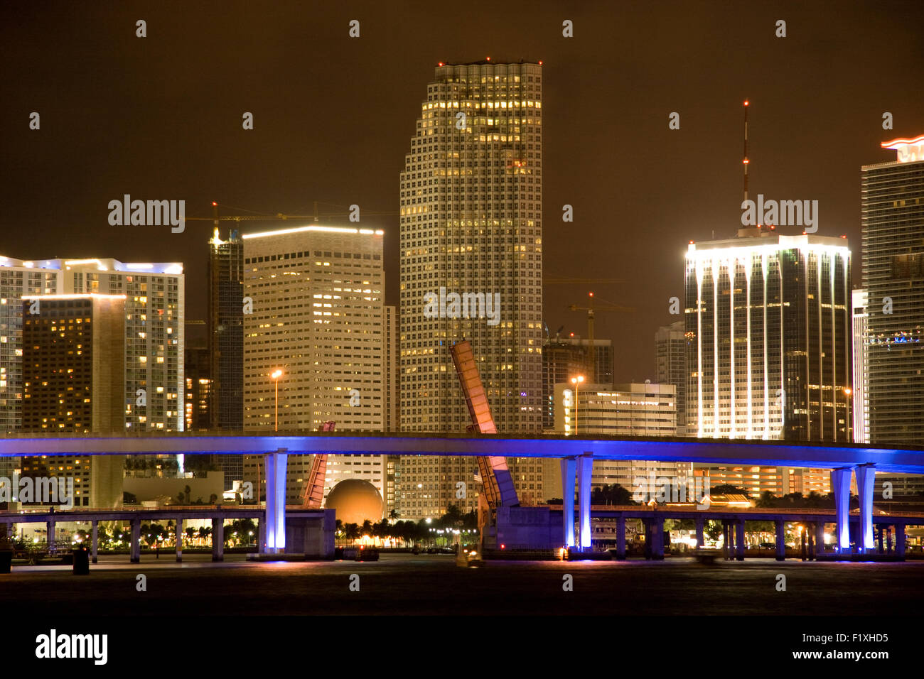 The downtown of Miami in the night Stock Photo - Alamy