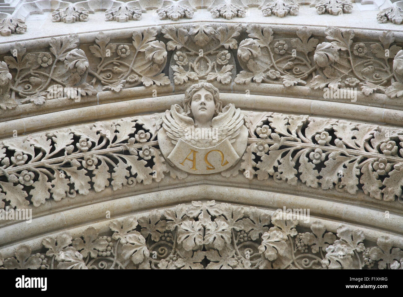 Angel on the portal of the cathedral dedicated to the Assumption of ...