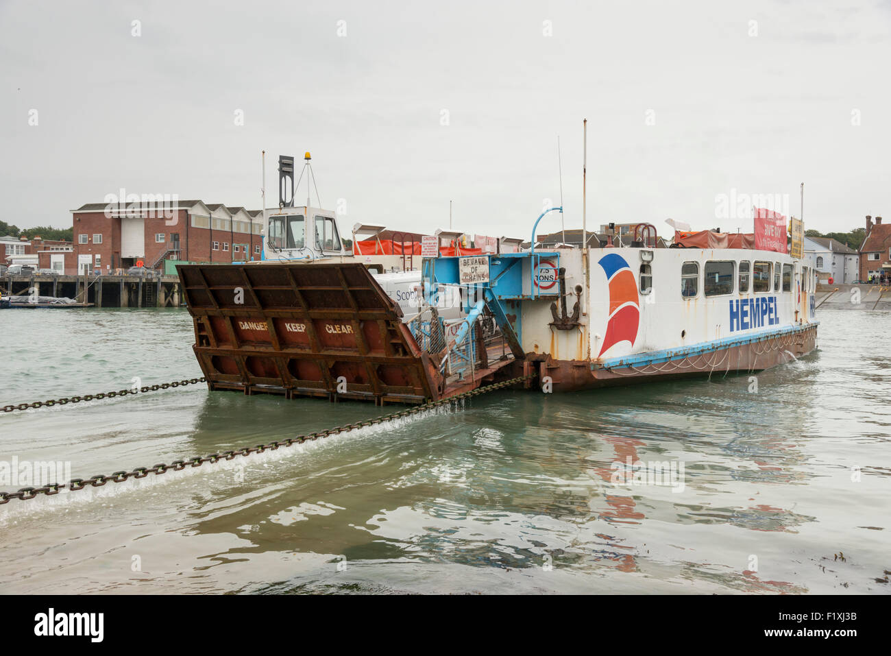 The chain Ferry across the River Medina at Cowes Isle of Wight UK also ...