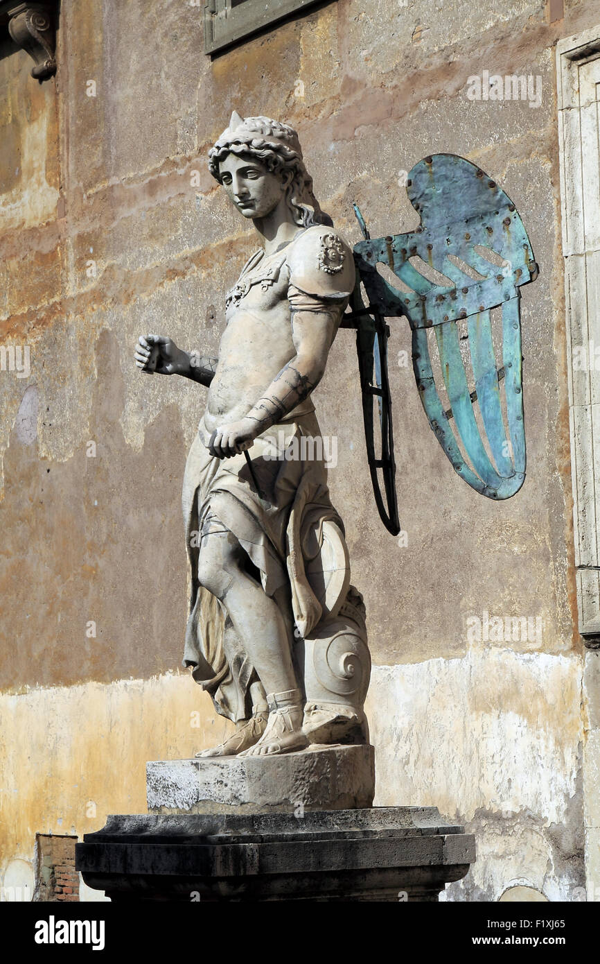 Castel Sant'Angelo. Statue of the angel in the Angel yard. Rome, Italy ...