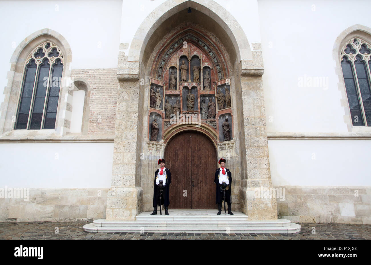 Guard of Honor of the Cravat Regiment on the south portal of the church ...