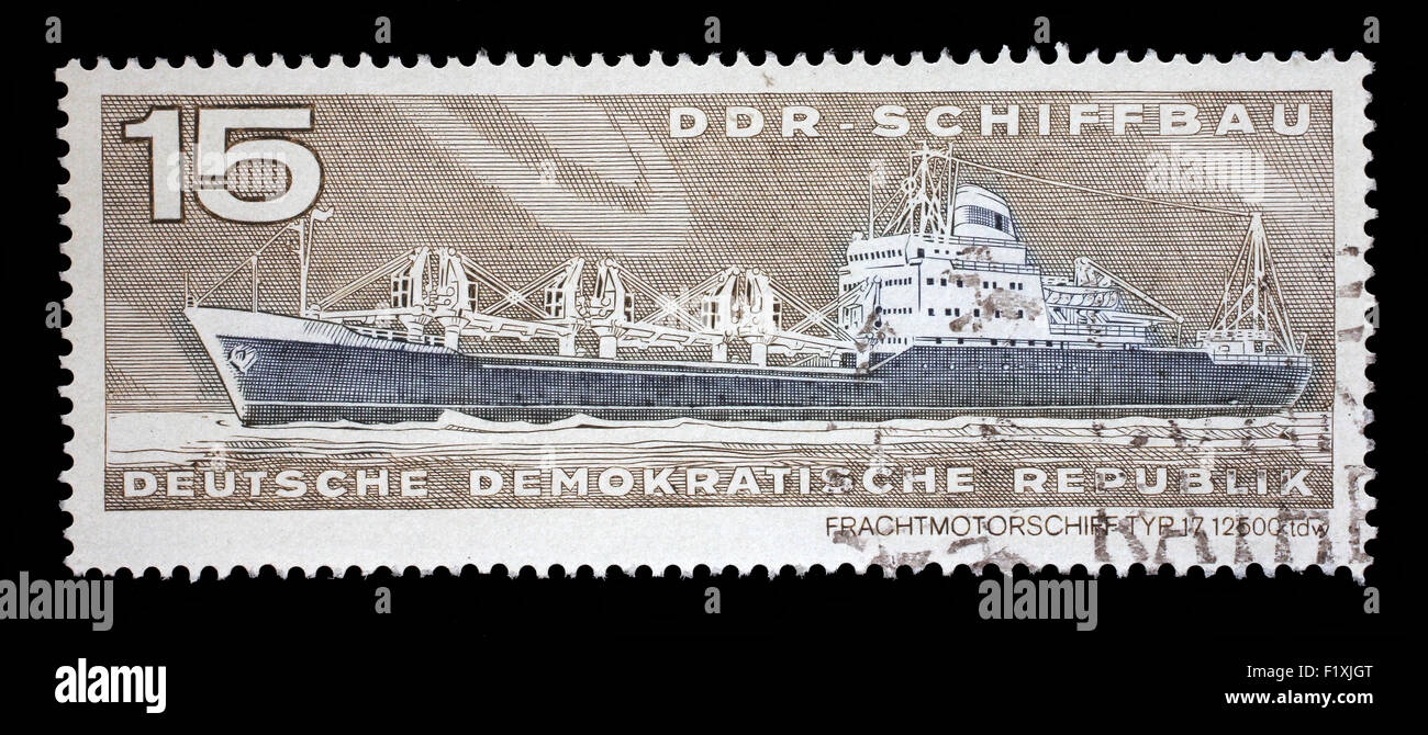 Stamp printed in GDR from the GDR Ship Building issue shows Container ...