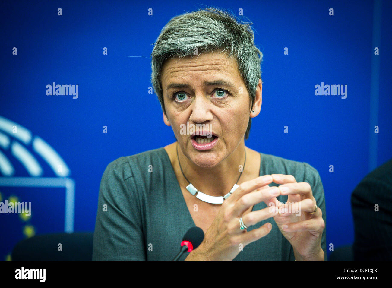 Margrethe Vestager, EU commissioner for Competition gives the press ...