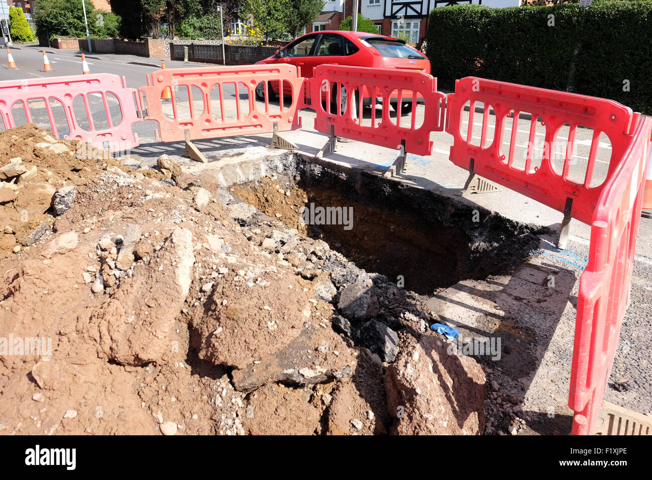 barriers around roadworks Stock Photo - Alamy