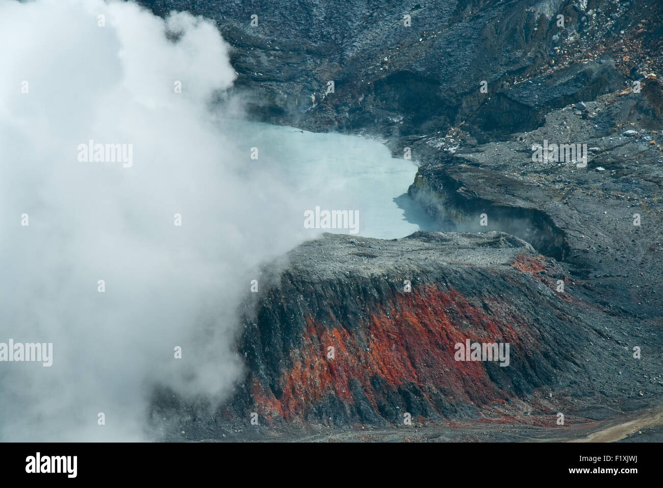 Main crater of the Poas Volcano in Costa Rica, Central America Stock ...