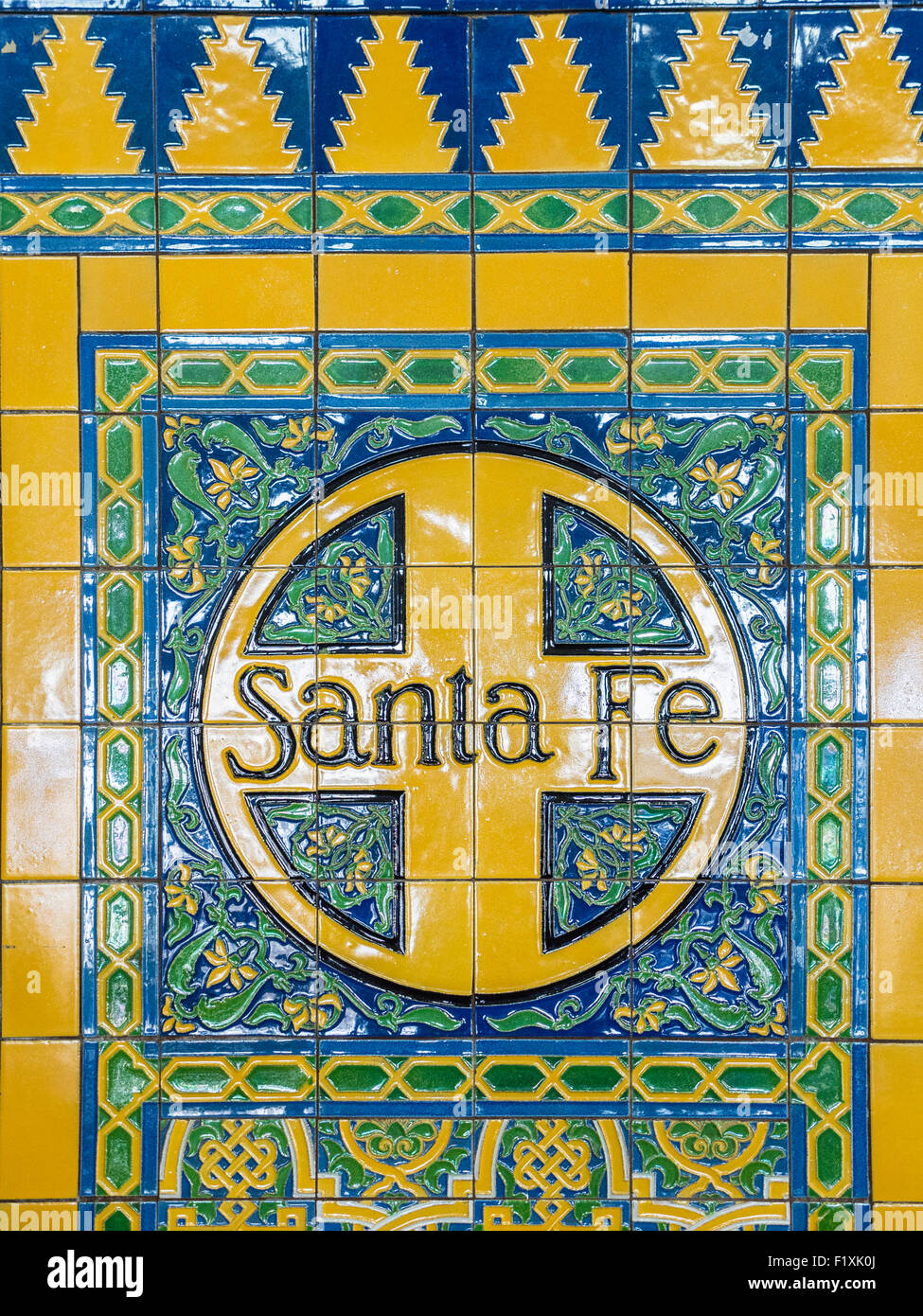 Historic tile work for the Santa Fe railroad inside the train station ...