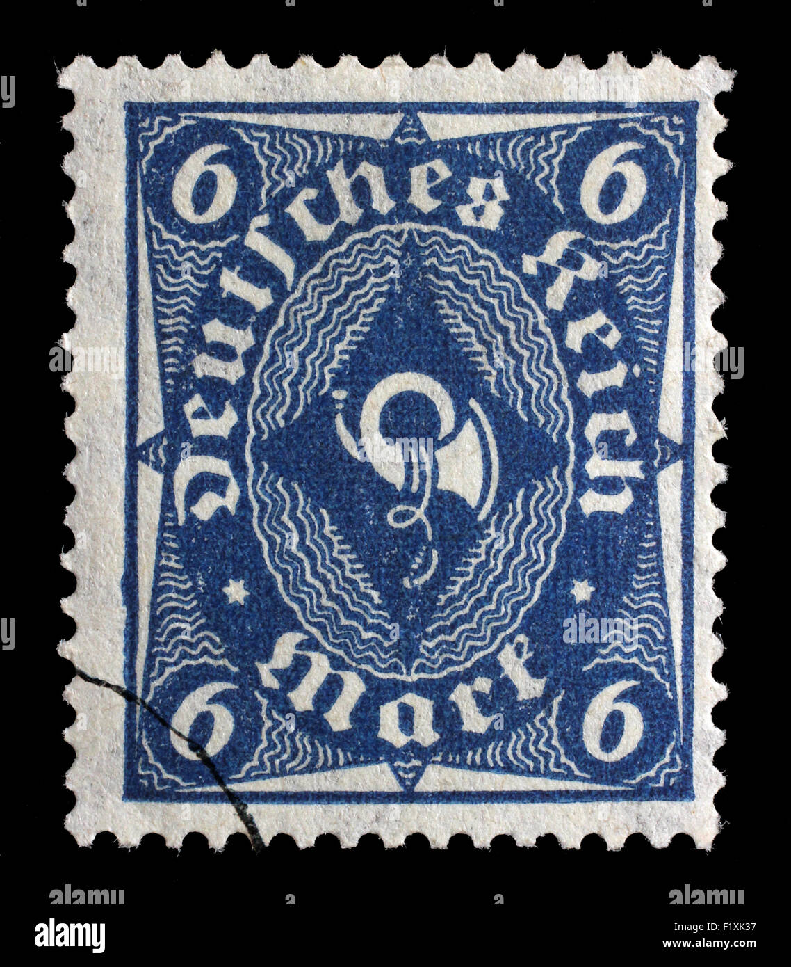 Stamp printed in Germany shows a post horn, circa 1921 Stock Photo - Alamy