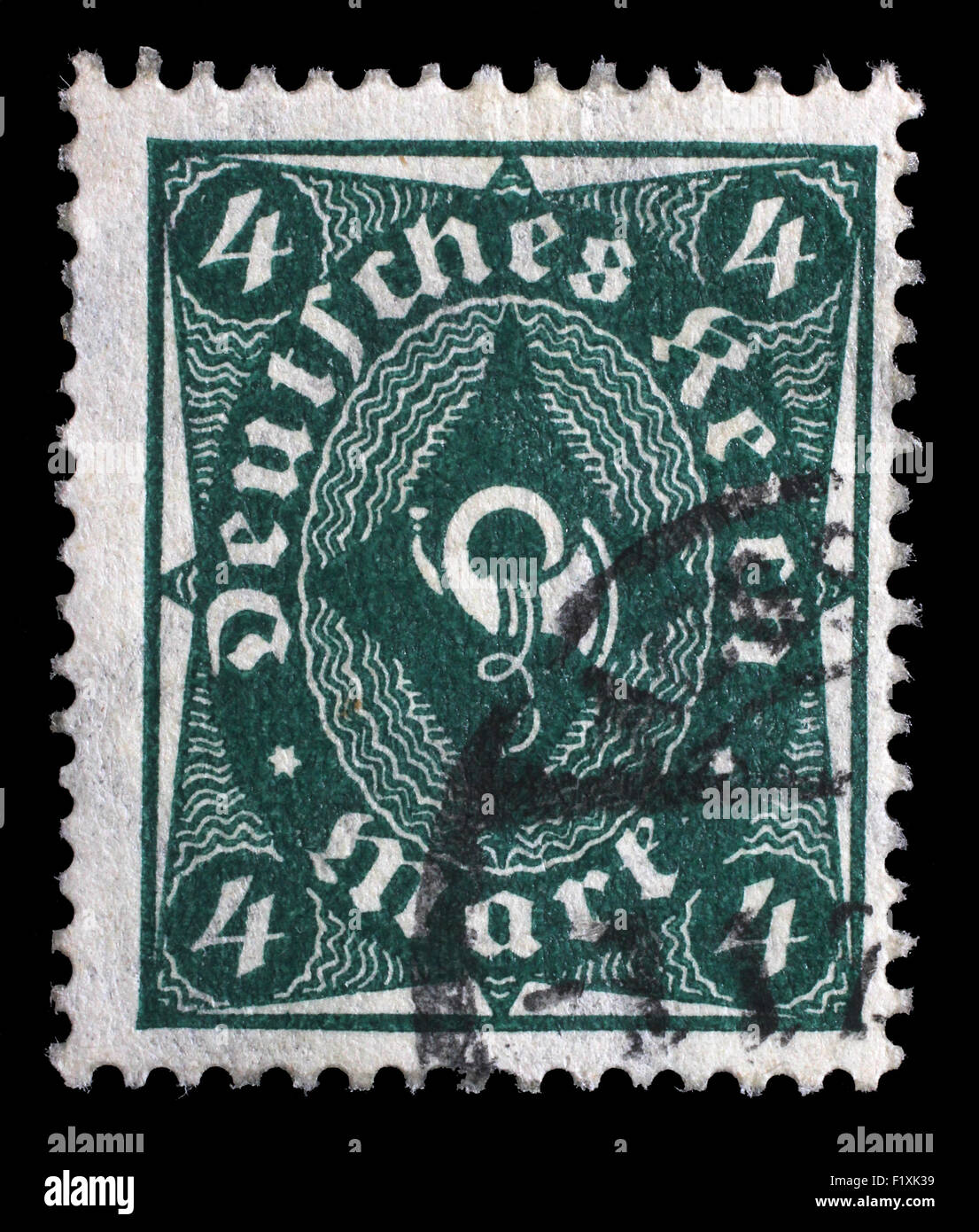 Stamp printed in Germany shows a post horn, circa 1921 Stock Photo - Alamy