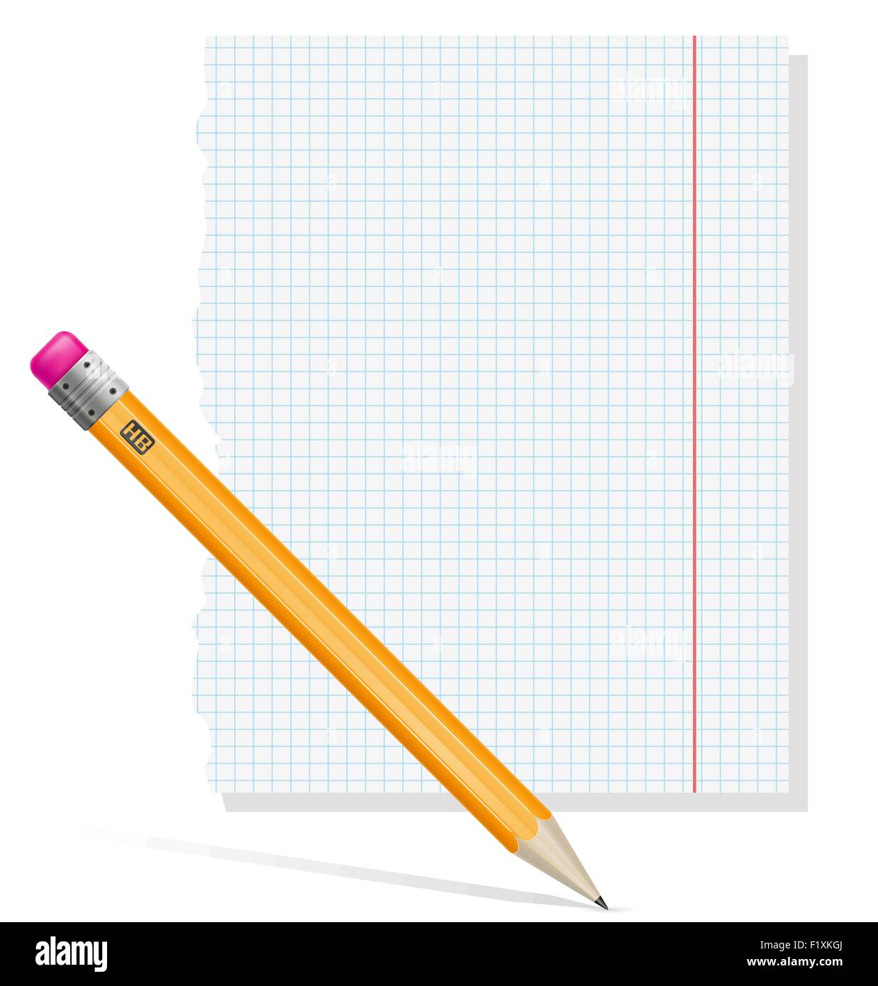 pencil and paper vector illustration isolated on white background Stock ...