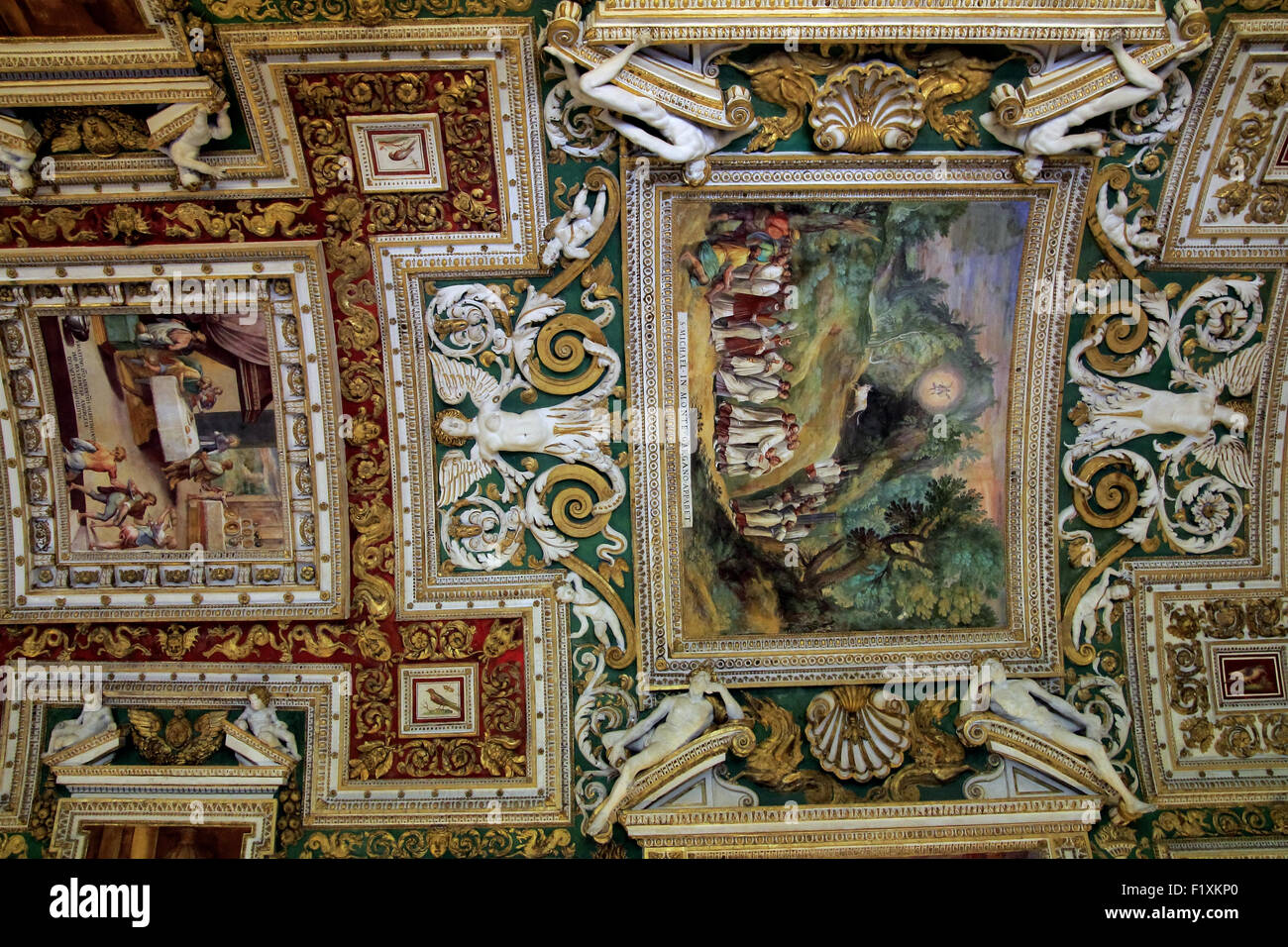 Ceiling details, The Gallery of Maps. Vatican Museums. The Vatican, Rome, Italy Stock Photo - Alamy