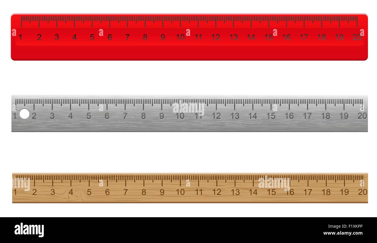 rulers made of plastic wooden and metal vector illustration isolated on ...