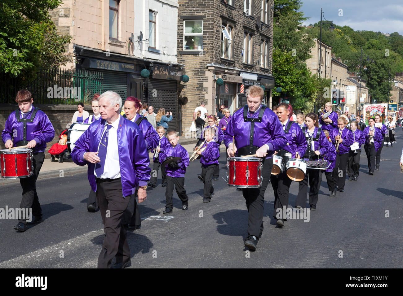Imperial Crusaders band marching in the Rushbearing festival procession ...