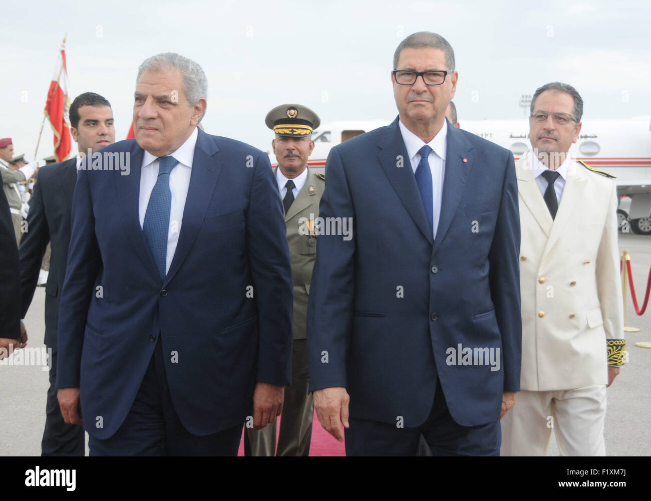 Tunis, Tunisia. 8th Sep, 2015. Tunisian Prime Minister Habib Essid (R ...
