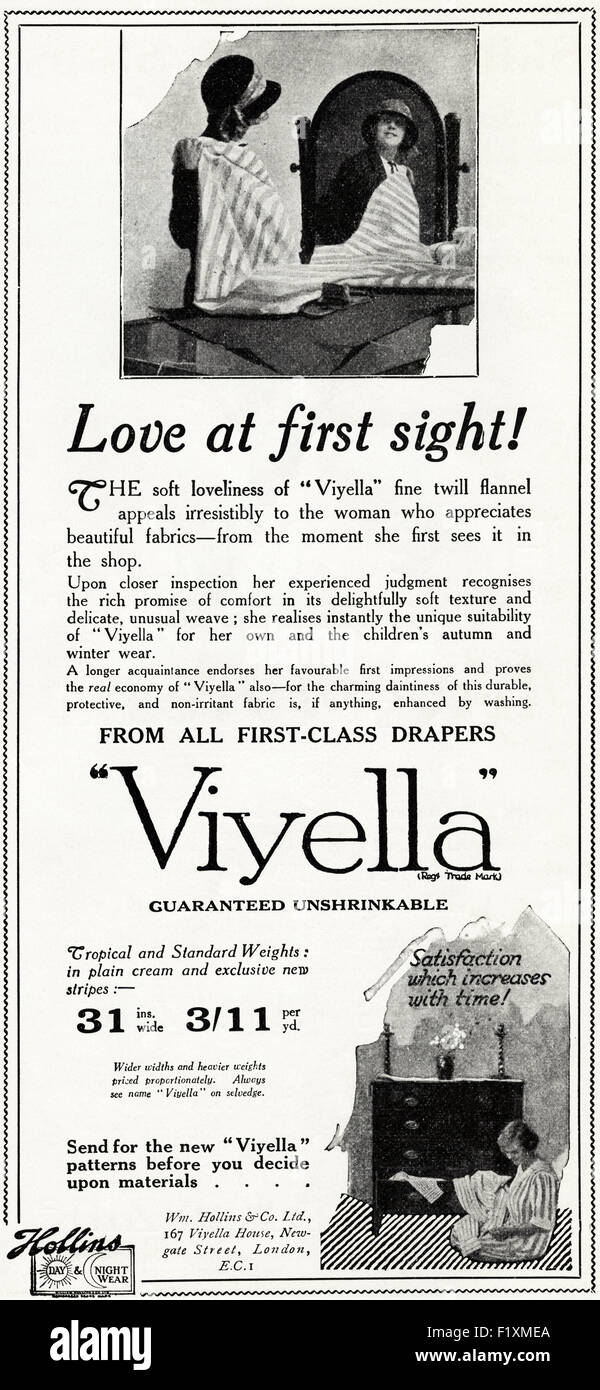 1920s advertisement. Advert dated 1923 advertising Viyella twill ...