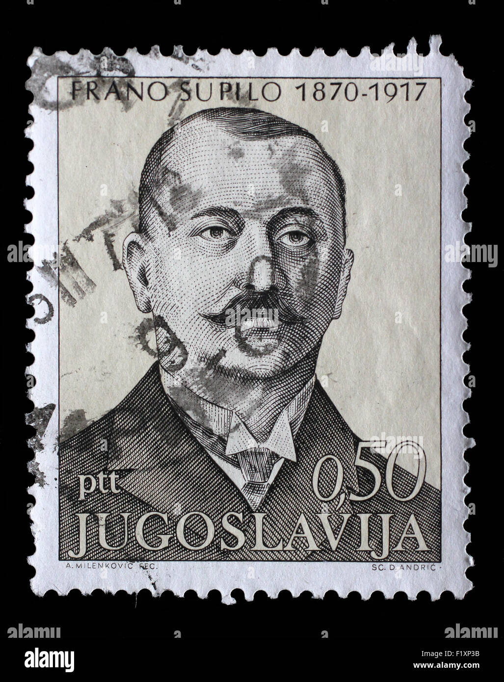 Stamp printed in Yugoslavia shows The 100th Anniversary of the Birth of ...