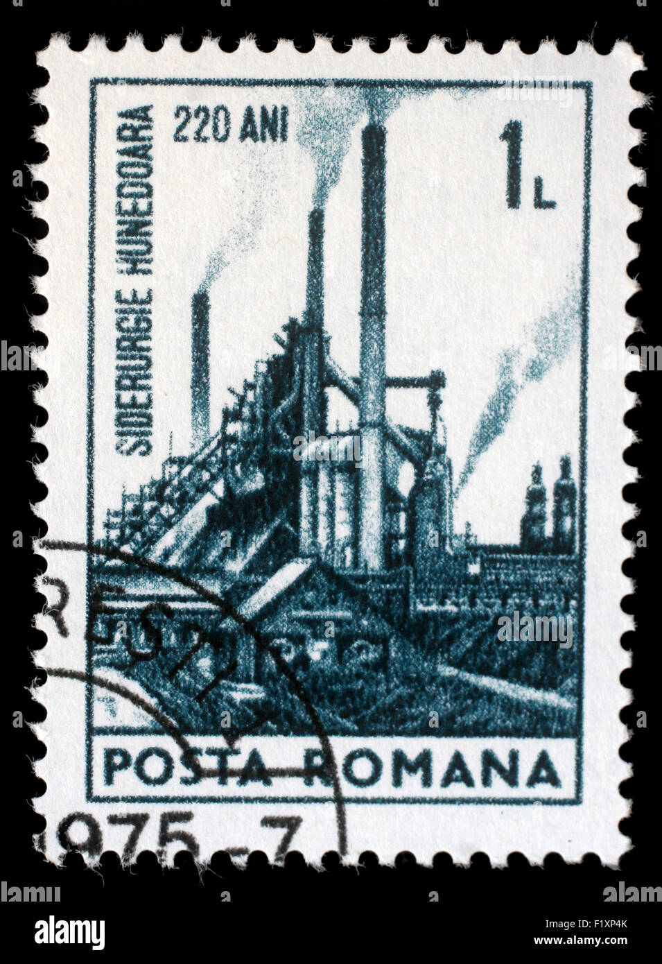 Stamp printed in Romania shows 220th anniversary of Hunedoara Iron and ...