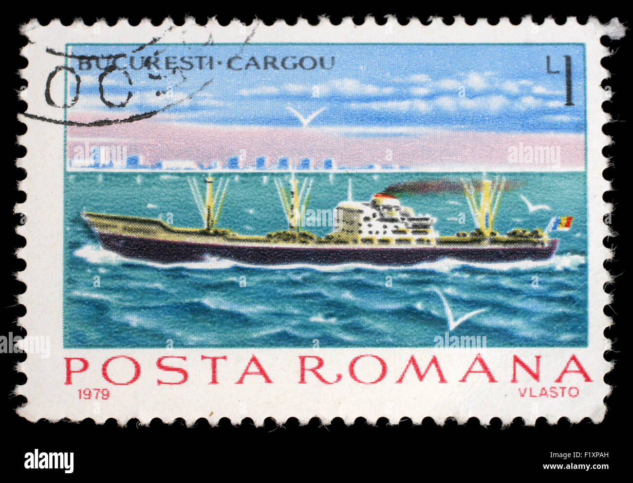 Stamp printed in Romania shows Cargo steamer Bucuresti, circa 1979 ...