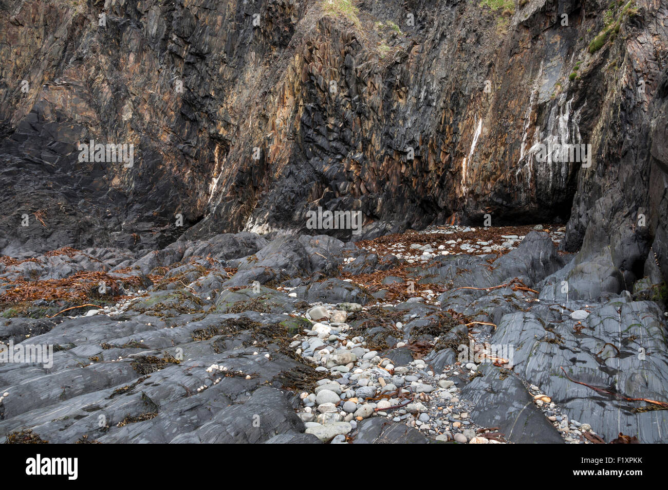 Rocks and high cliffs at "Aber Felin" ,Trefin in Pembrokeshire, Wales ...