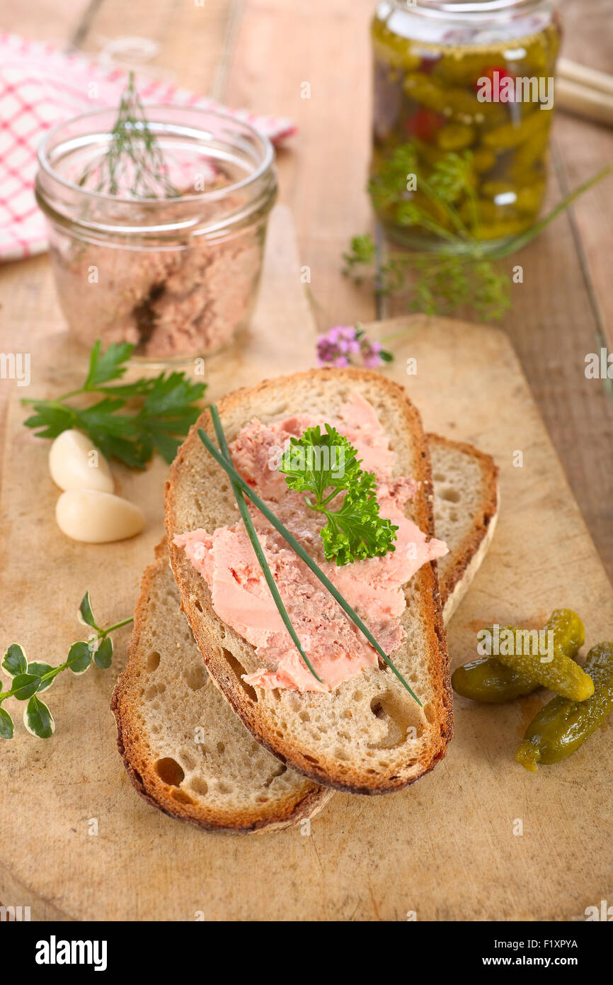 Meat spread bread Stock Photo - Alamy