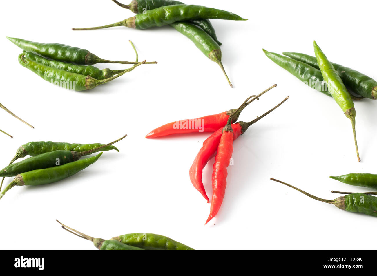 Red and green hot chili peppers Stock Photo - Alamy