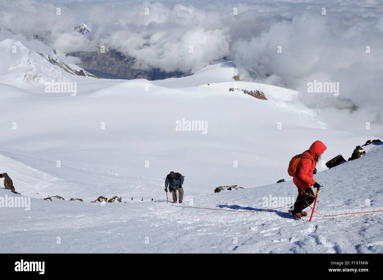 Georgia, Greater Caucasus, Mtskheta-Mtianeti, Mount Kazbek ...