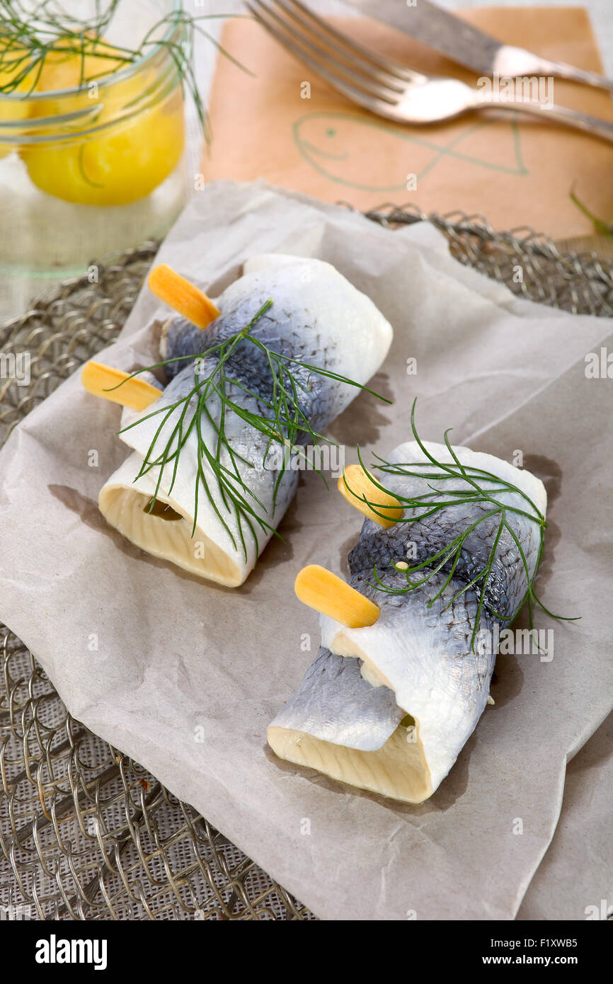 Pickled herring fillet Stock Photo - Alamy