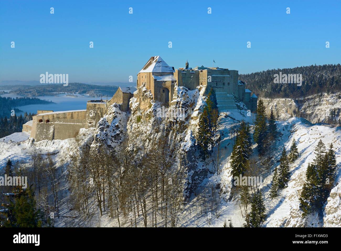 France, Doubs, La Cluse et Mijoux, the fort of Joux Stock Photo - Alamy