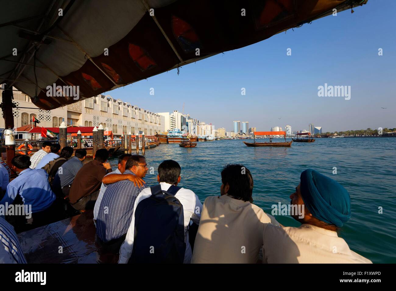 United Arab Emirates, Dubai, Bur Dubai, Abra (boat) on the Dubai Creek ...