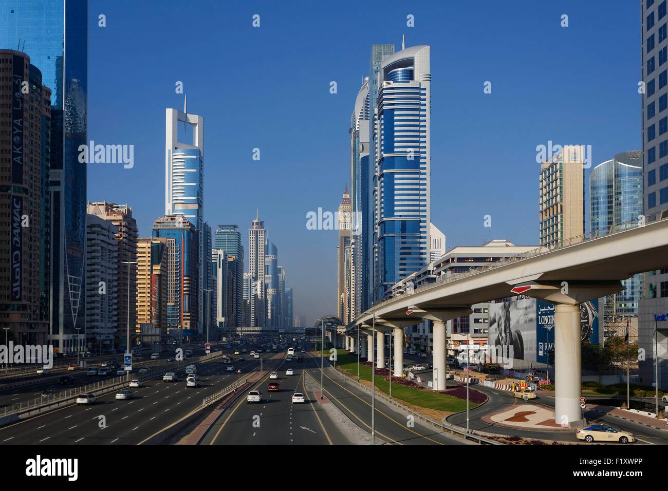 United Arab Emirates, Dubai, Sheikh Zayed Road, Main road 558 km long ...