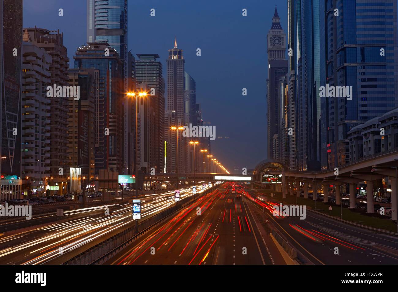 United Arab Emirates, Dubai, Sheikh Zayed Road, Main road 558 km long ...