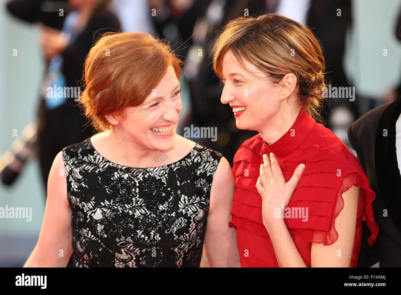 Venice, Italy. 8th Sep, 2015. Actress Alba Rohrwacher (R) attends a ...