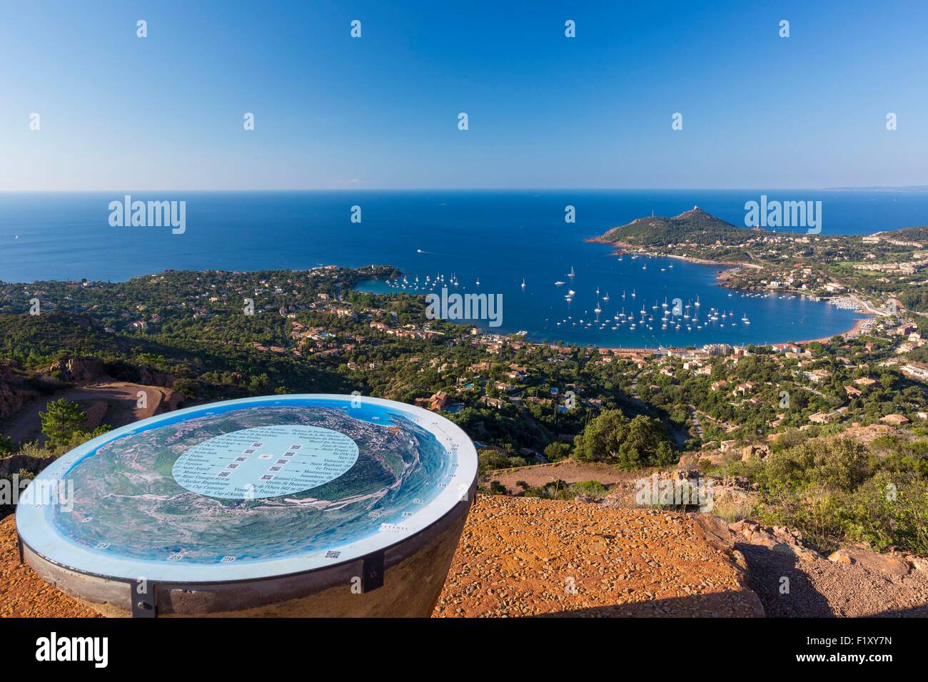 France, Var, Corniche de l'Esterel, Saint Raphael, Agay bay from Rastel ...