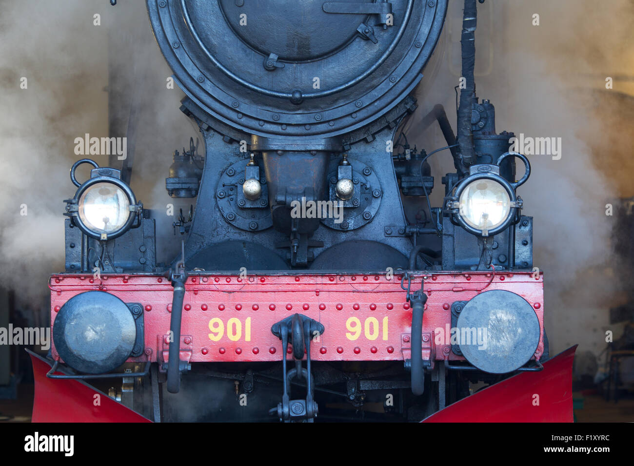Old Swedish steam locomotive starts up Stock Photo - Alamy