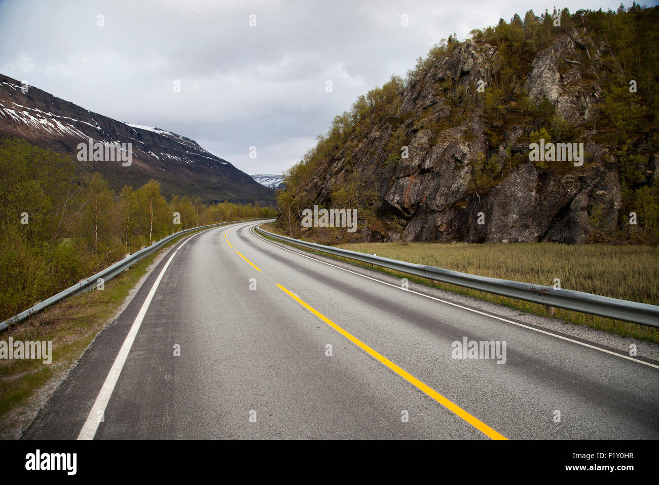 View of a nice road between the mountains in Lofoten Norway Stock Photo ...
