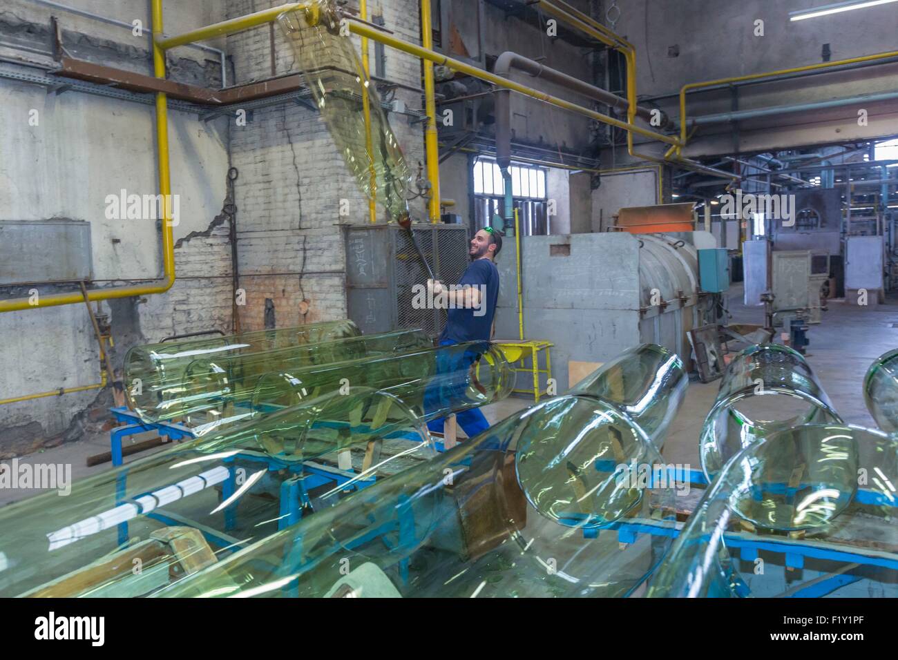France, Loire, Saint Just Saint Rambert, the glass factory of Saint ...