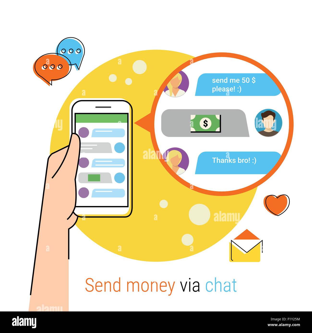 Transferring money via chat Stock Vector Image & Art - Alamy
